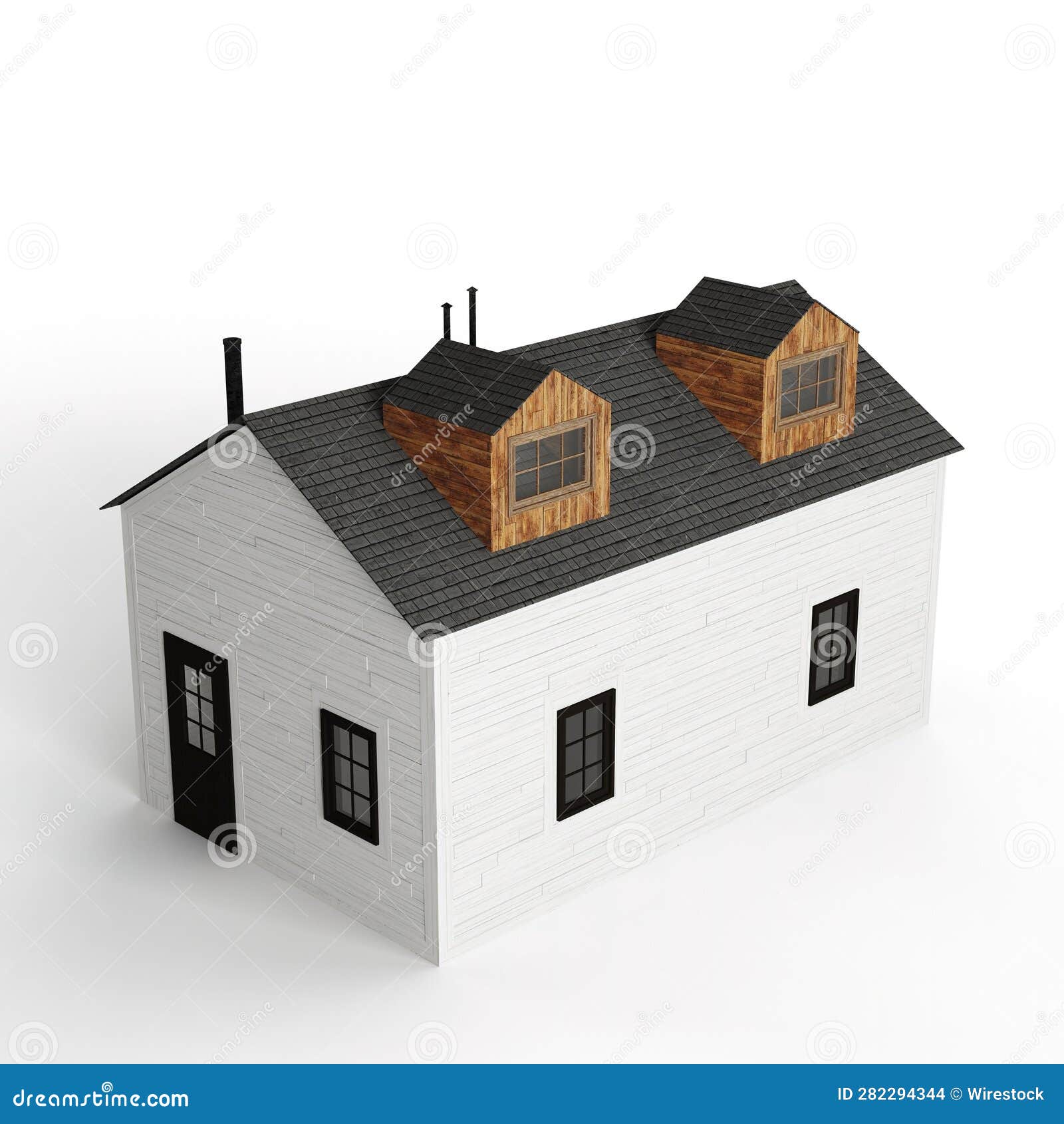 3D Rendered Scale Model of a White, Simple House Stock Illustration ...