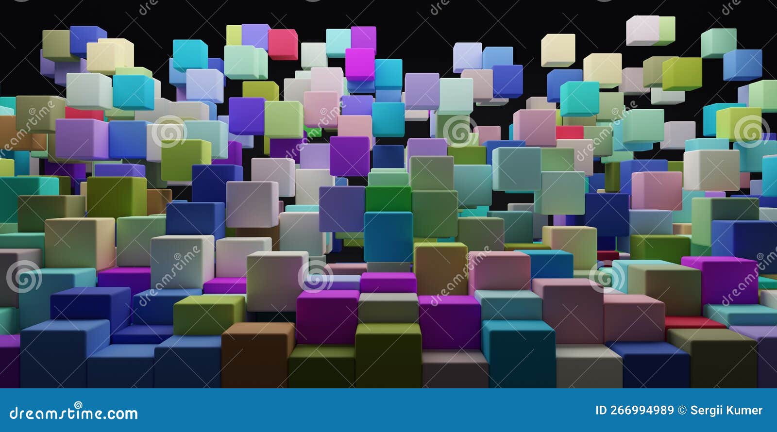 3d Rendering Abstract Background of Random Shuffled Multi-colored Cubes ...