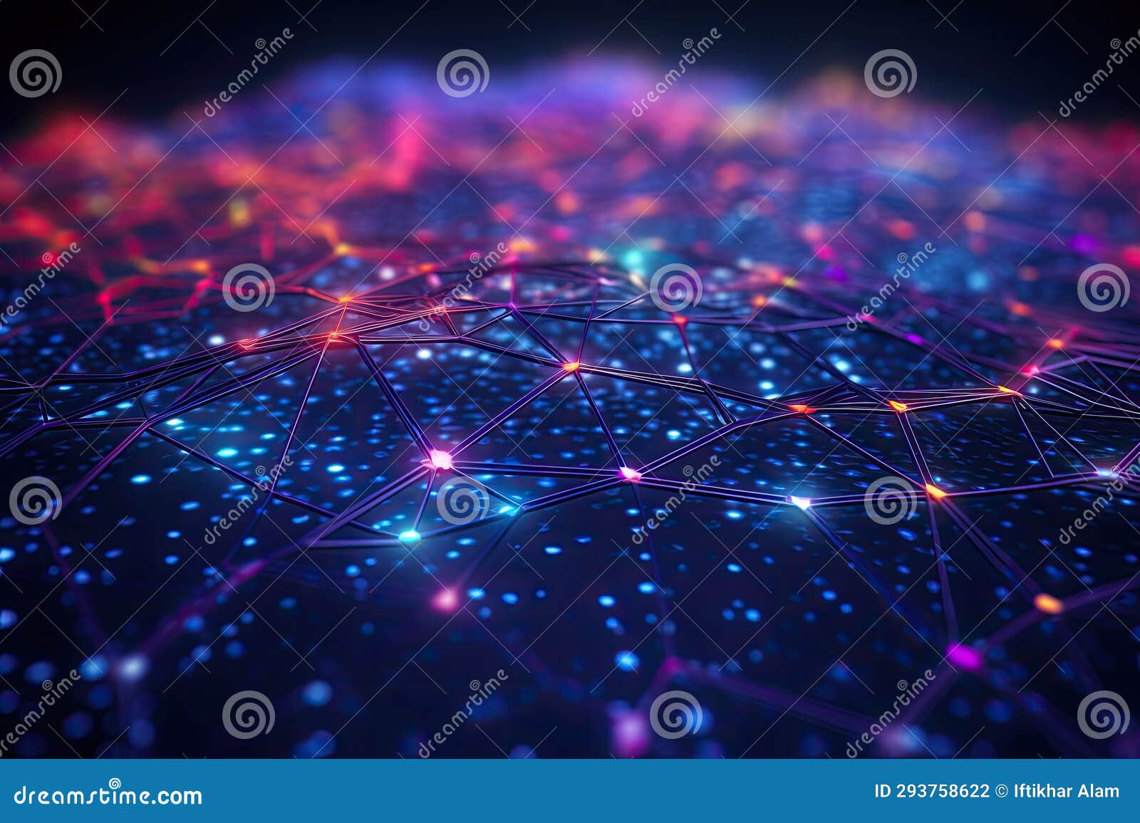 3d Rendering of Abstract Technology Digital Background with Connecting Dots and Lines, Cyber Big ...