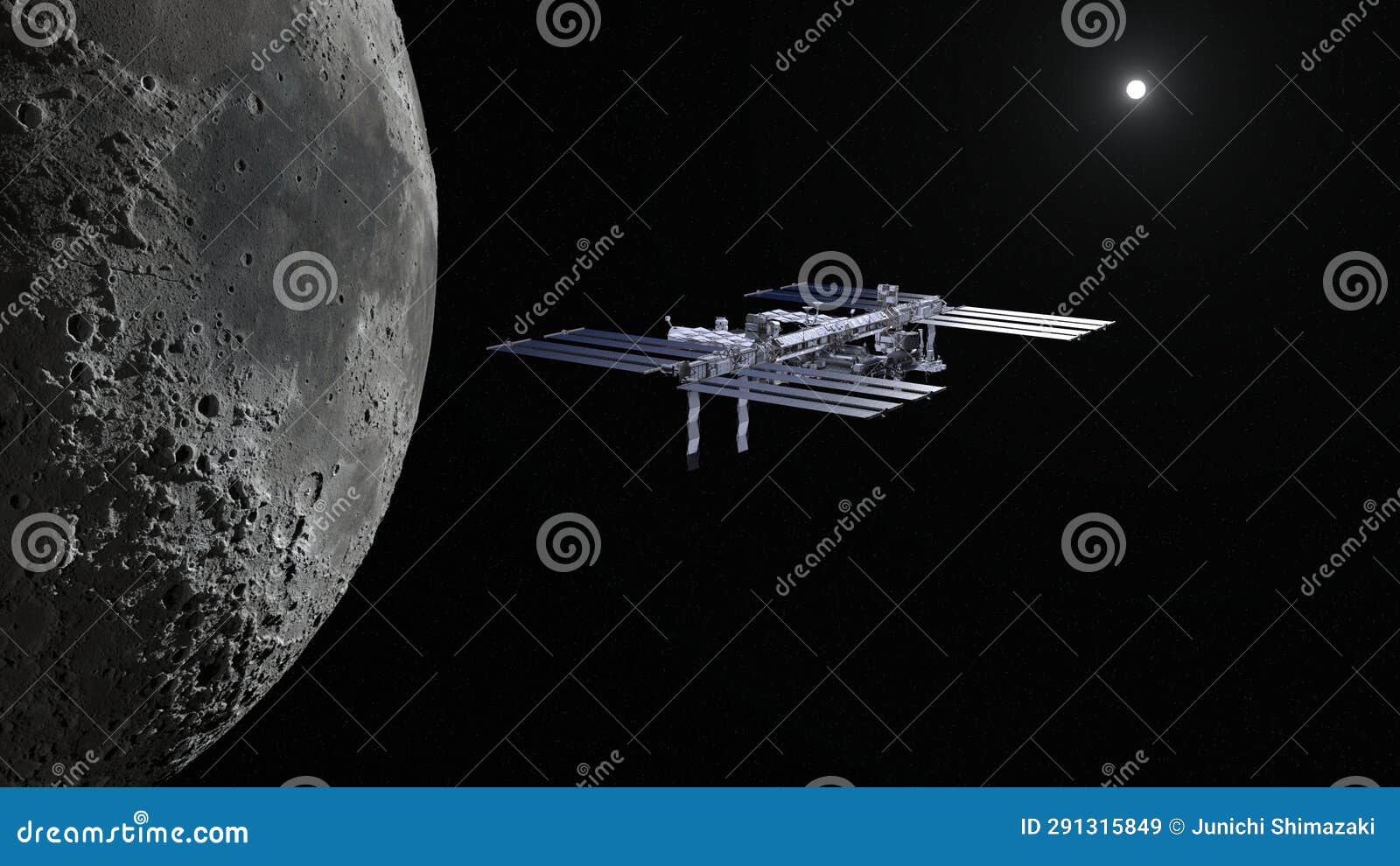 3D Rendering of the Artificial Satellite and the Moon Stock ...