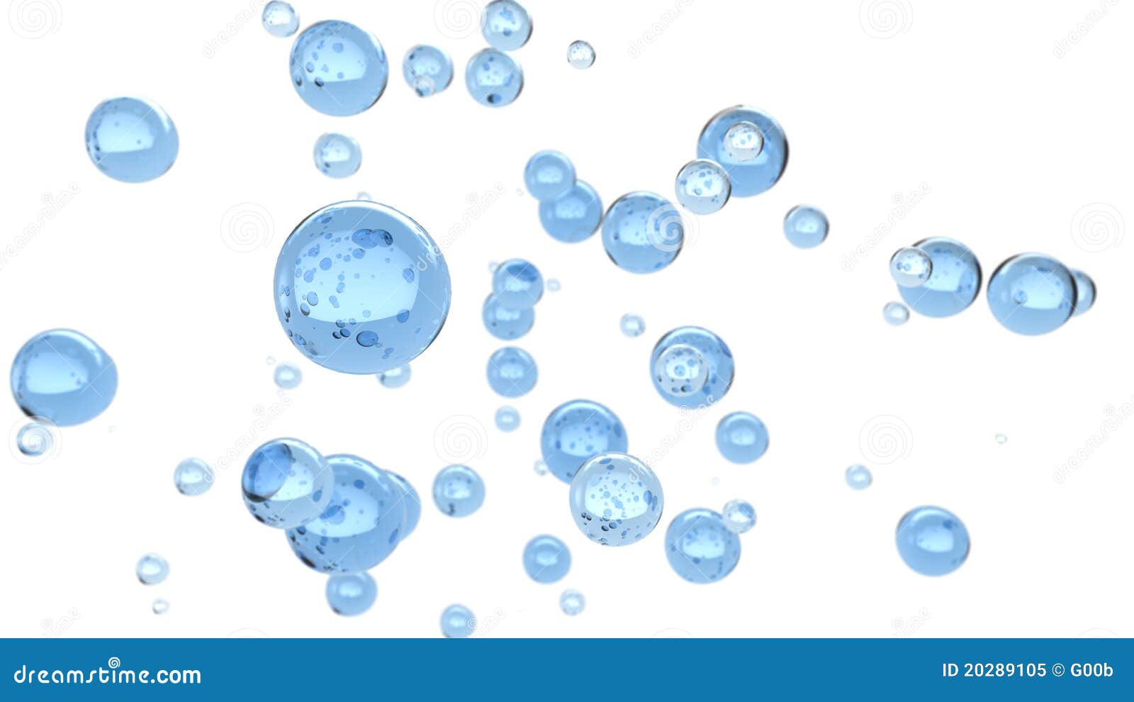 3D Rendering of Blue Water Bubbles Stock Illustration - Illustration of ...