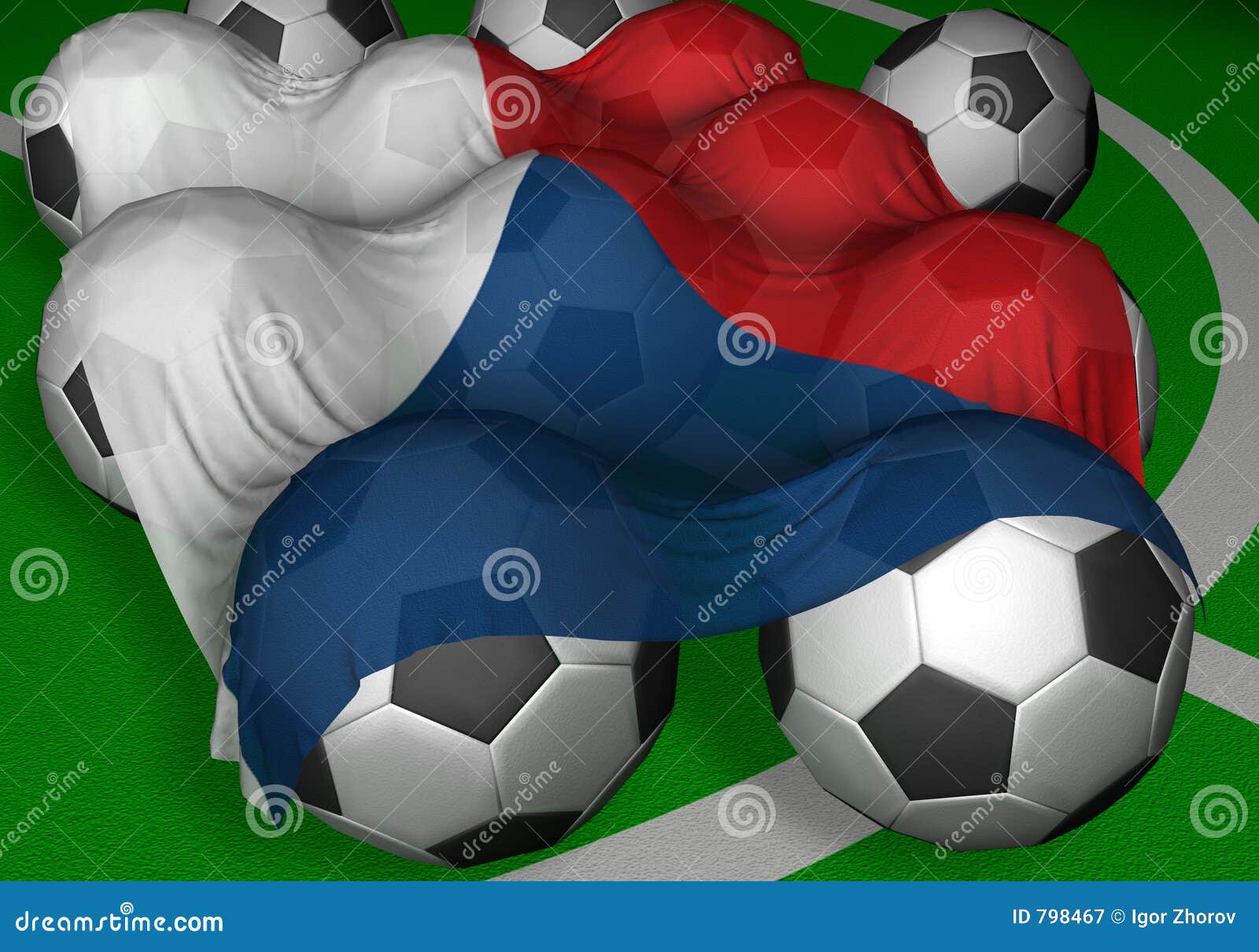 3D-rendering Czech Republic Flag and Soccer-balls Stock Illustration ...