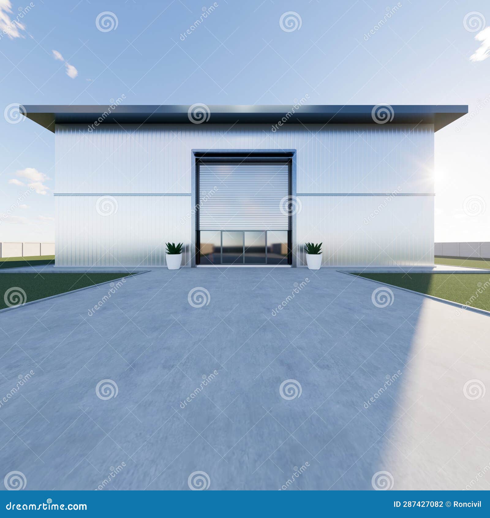 3d Rendering of Exterior of Commercial Building for Industrial ...