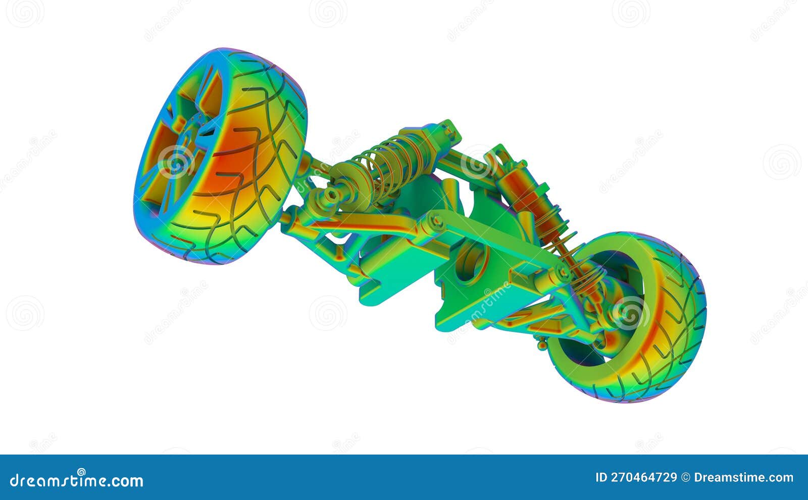 3D Rendering - FEA Analysis of a Car Suspension Assembly Stock ...