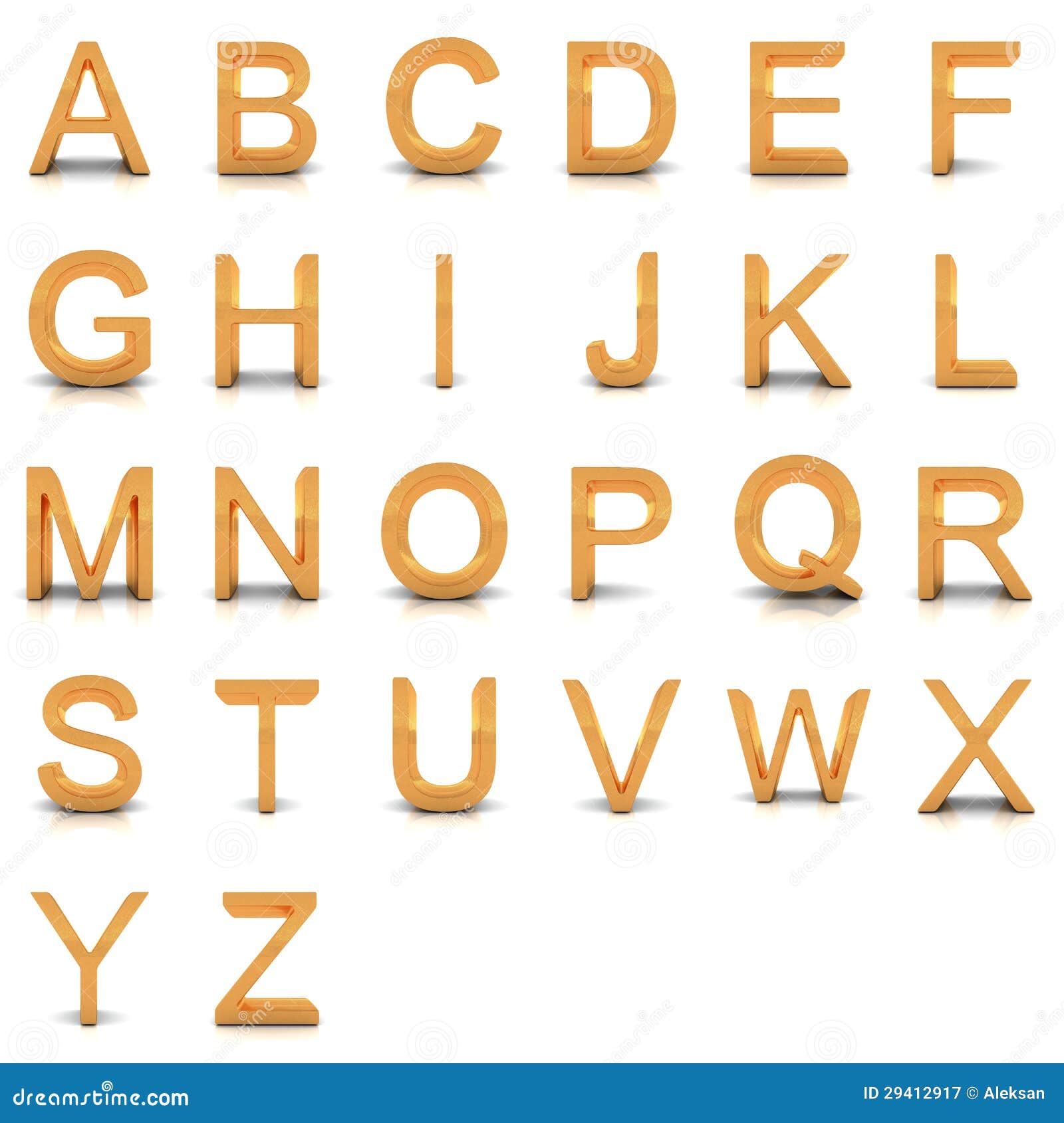 3D Rendering of Gold Alphabet. Stock Image - Image of design, gold ...