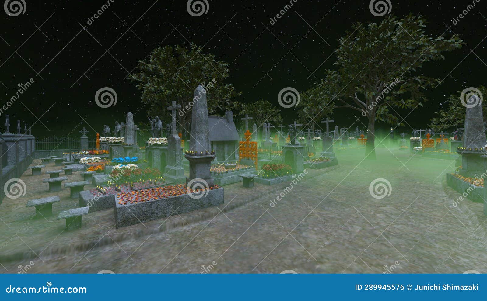 3D Rendering of the Graveyard Stock Illustration - Illustration of ...
