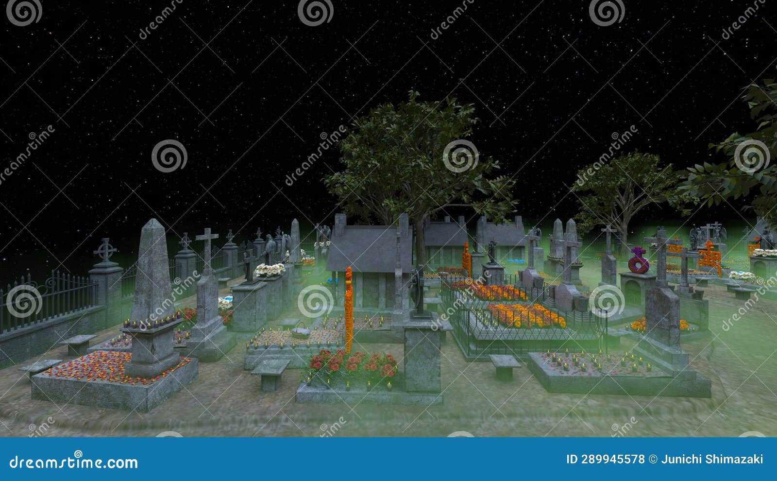 3D Rendering of the Graveyard Stock Illustration - Illustration of ...