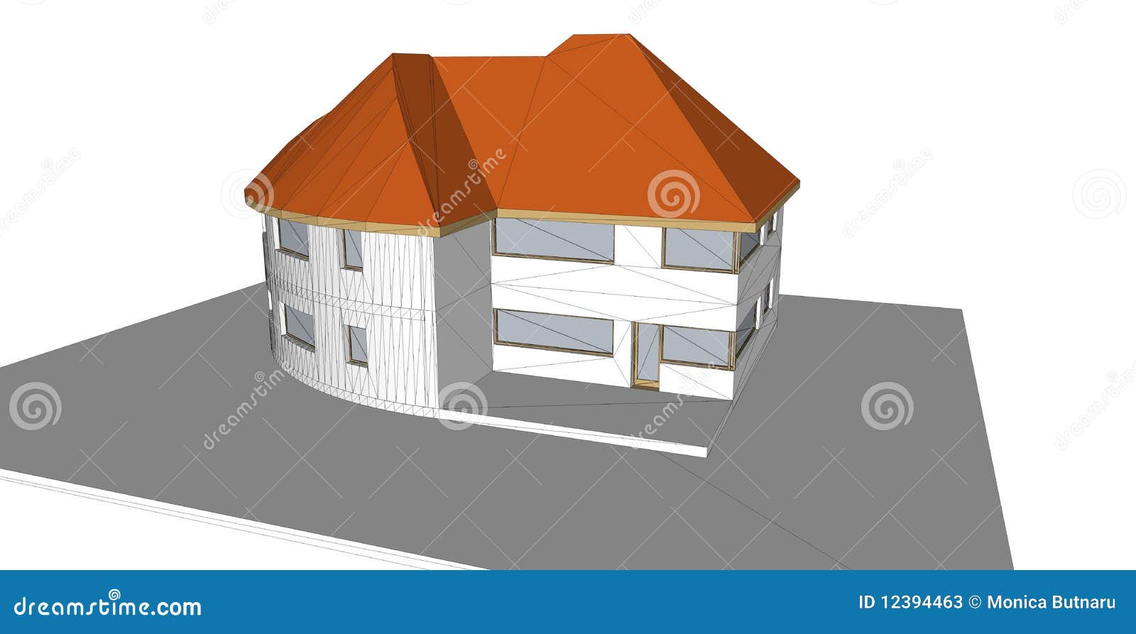 3D Rendering of House. White Backgroun Stock Illustration ...