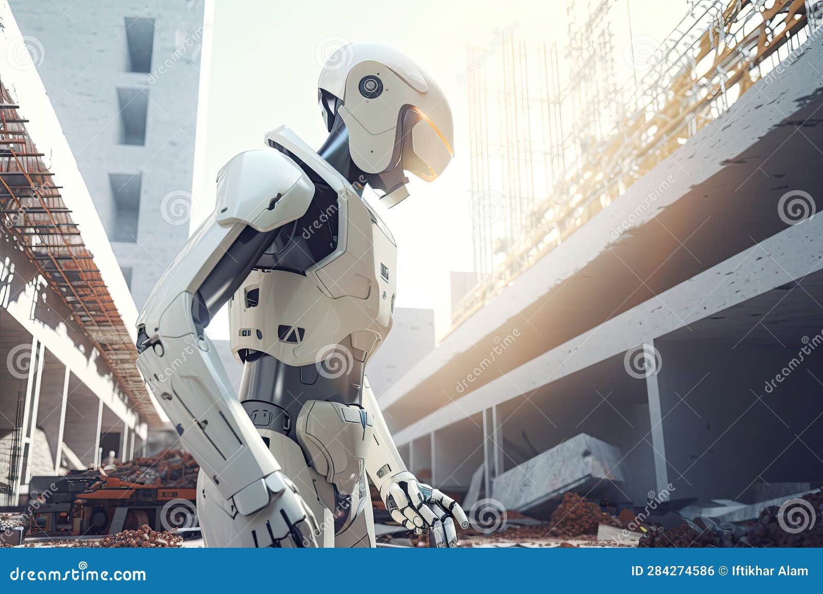 3d Rendering Humanoid Robot Working in the Construction Site with ...