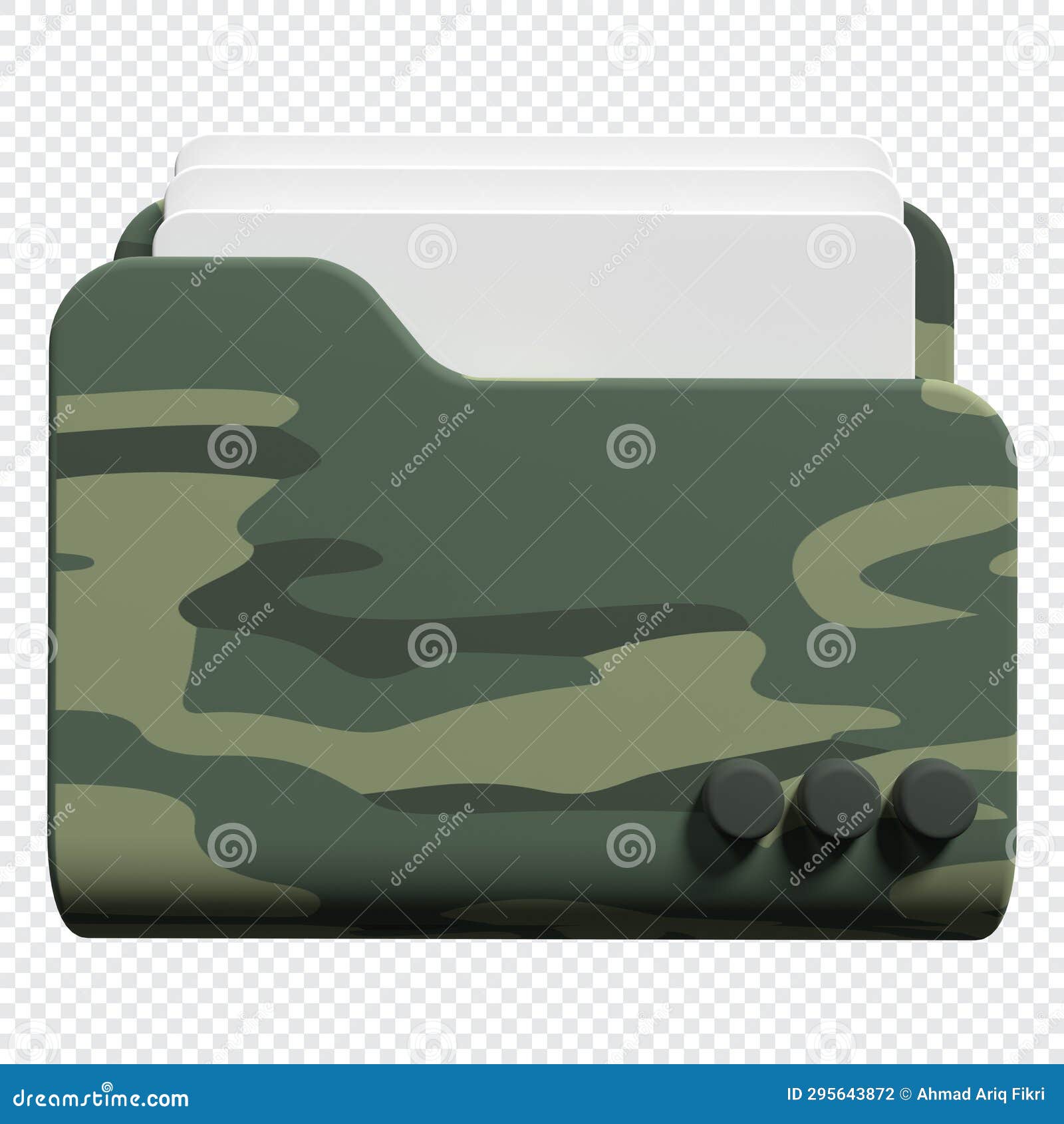 3D Rendering Illustration of Army Folder Icon with Paper Document ...