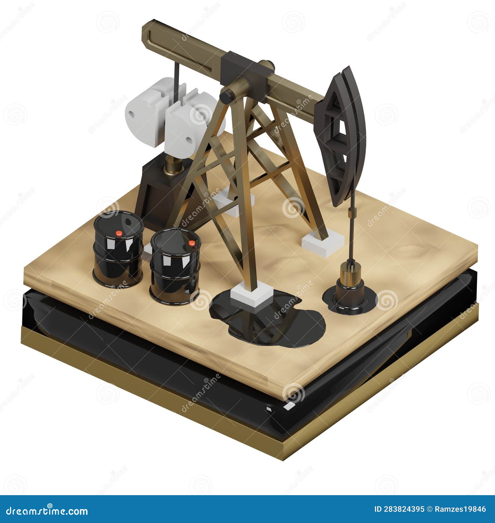 3d Rendering Of Isometric Oil Rig Extracting Liquid Oil From Well In