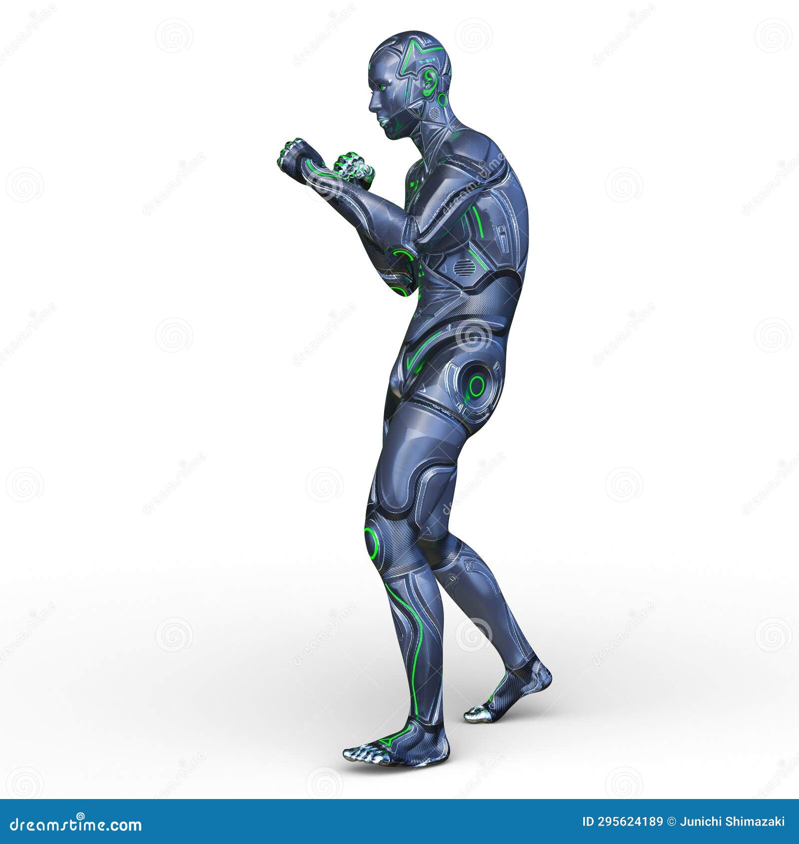 3D Rendering of a Male Cyborg Stock Illustration - Illustration of pose ...