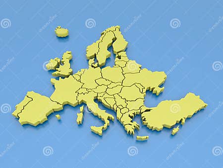 Yellow map of Europe stock illustration. Illustration of drawing - 21291520