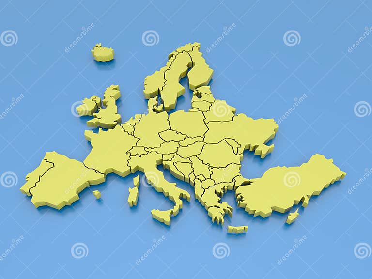 Yellow map of Europe stock illustration. Illustration of drawing - 21291520