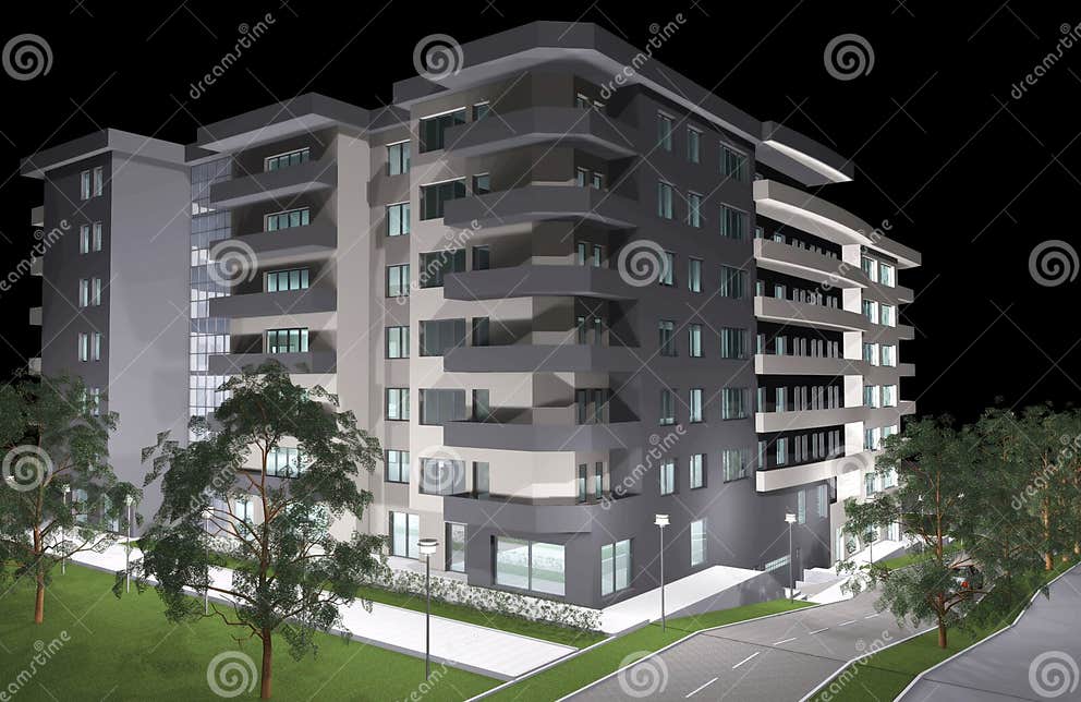 3D Rendering of Modern Residential Building Stock Illustration ...