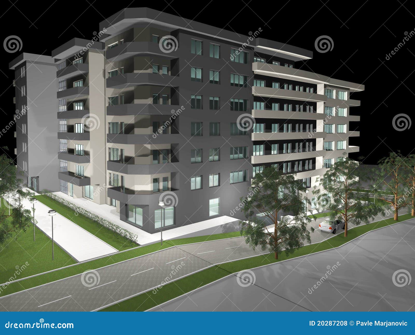 3D Rendering of Modern Residential Building Stock Illustration ...