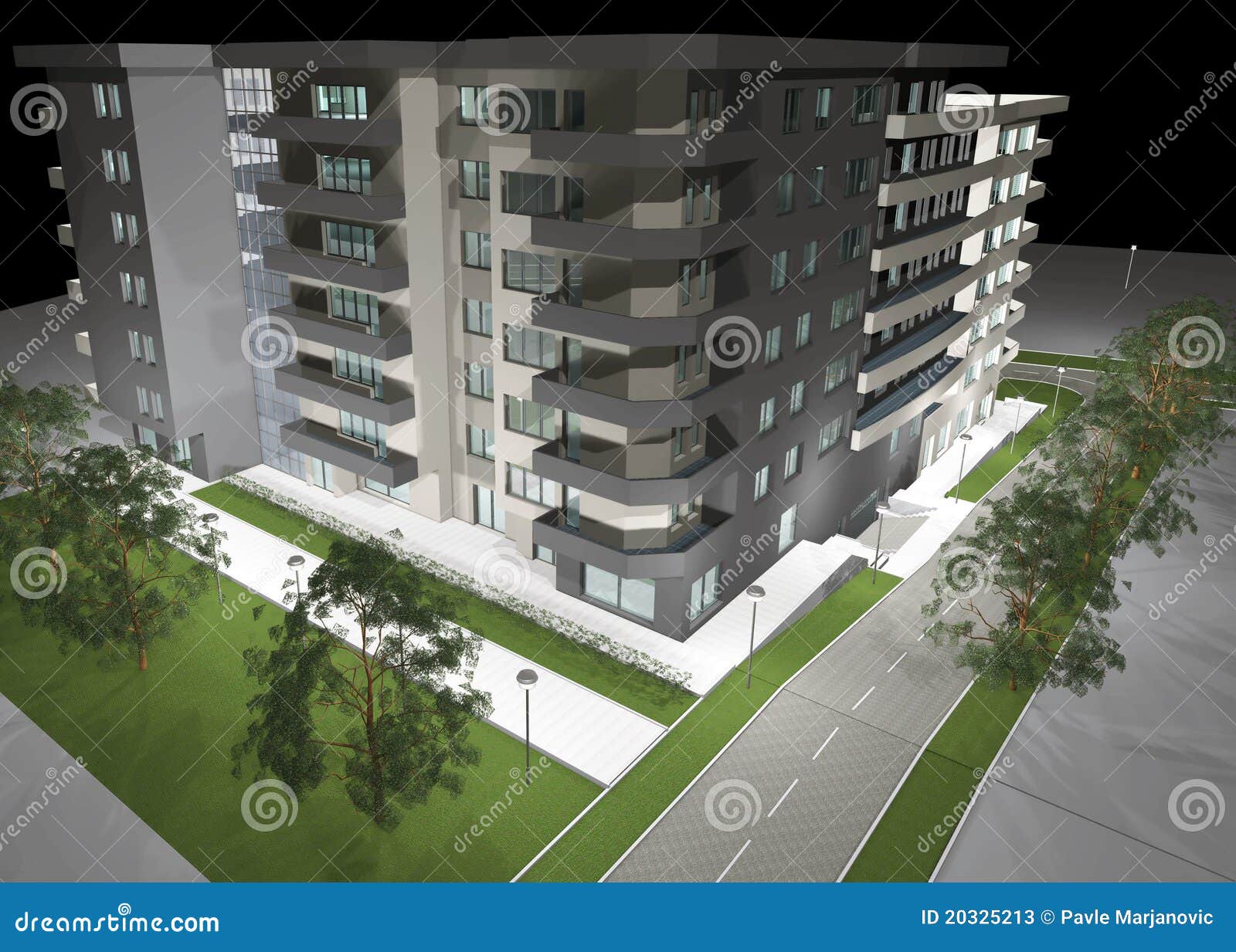 3D Rendering of Modern Residential Building Stock Illustration ...
