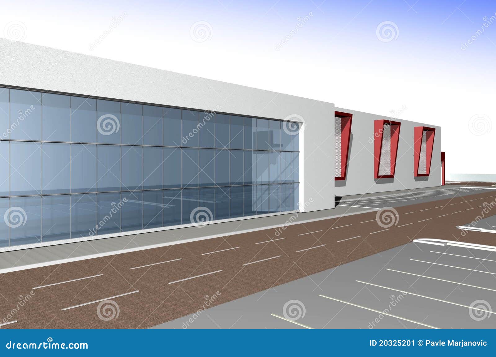 3D Rendering of Modern Shopping Mall Stock Illustration - Illustration ...