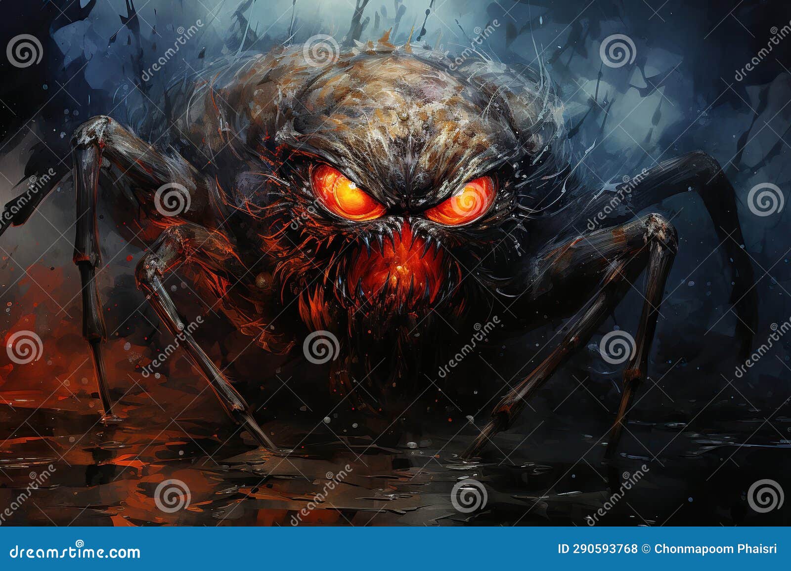 3d Rendering of a Monster with Red Eyes in a Dark Room AI Generated ...