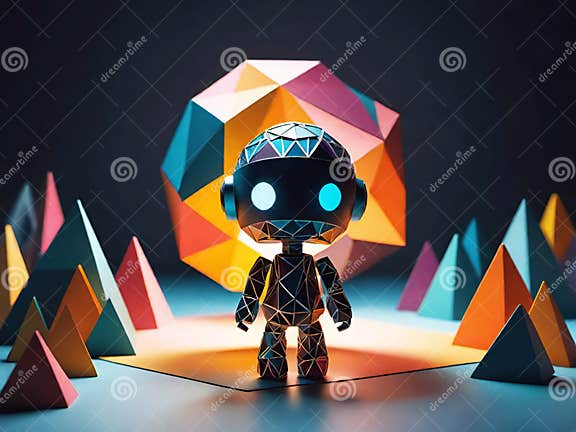 3d Rendering of a Robot Geometric Shapes Stock Illustration ...