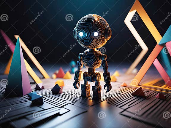 3d Rendering of a Robot Geometric Shapes Stock Illustration ...