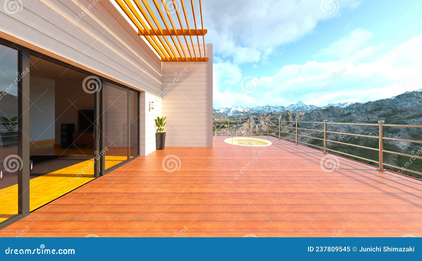 3D Rendering of the Rooftop Terrace Stock Illustration - Illustration ...