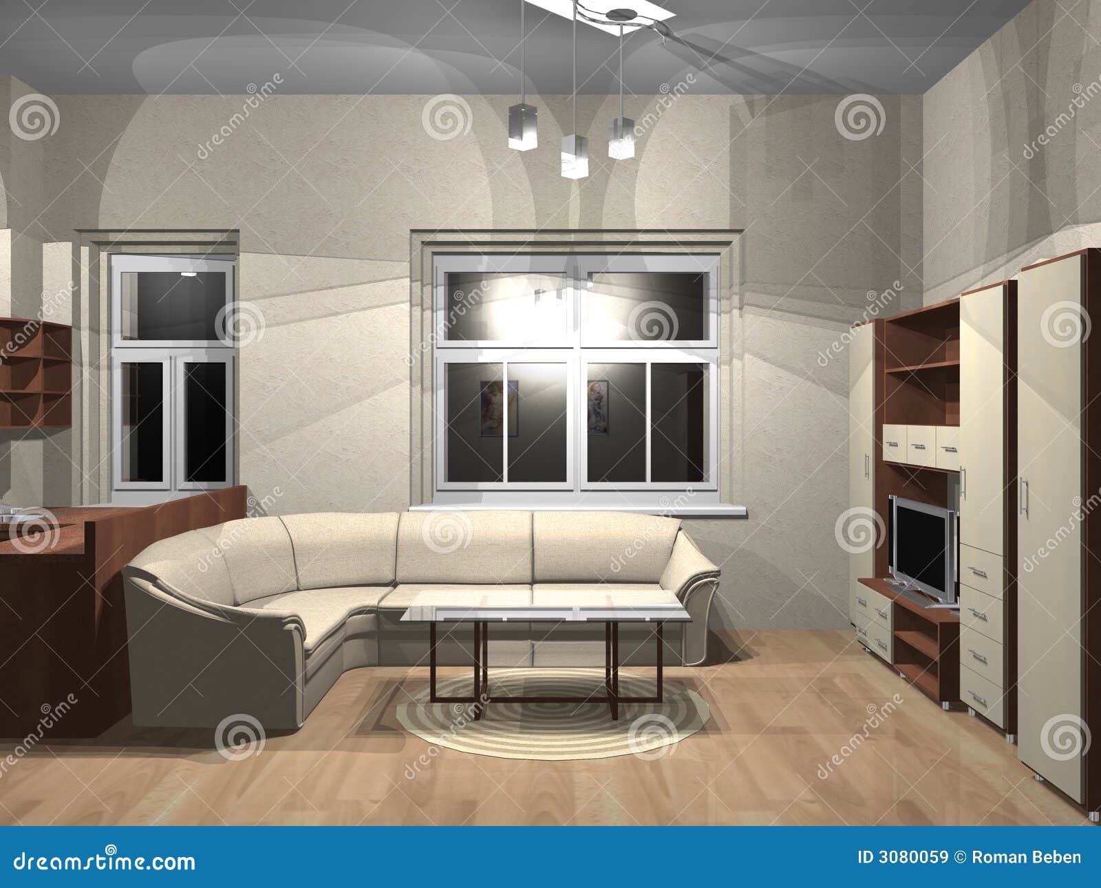 3d rendering of room stock illustration. Illustration of light - 3080059