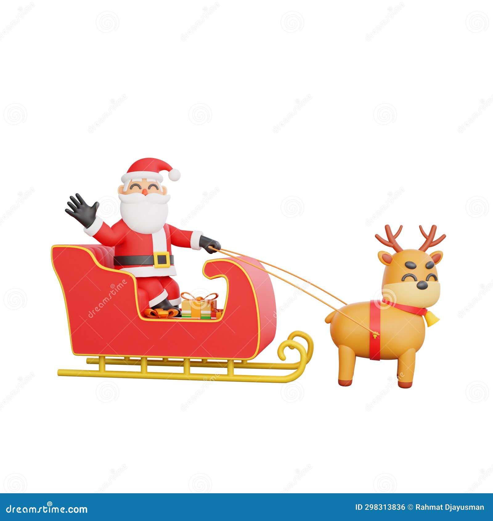 3d Rendering of Santa Sleigh Ride Stock Illustration - Illustration of ...