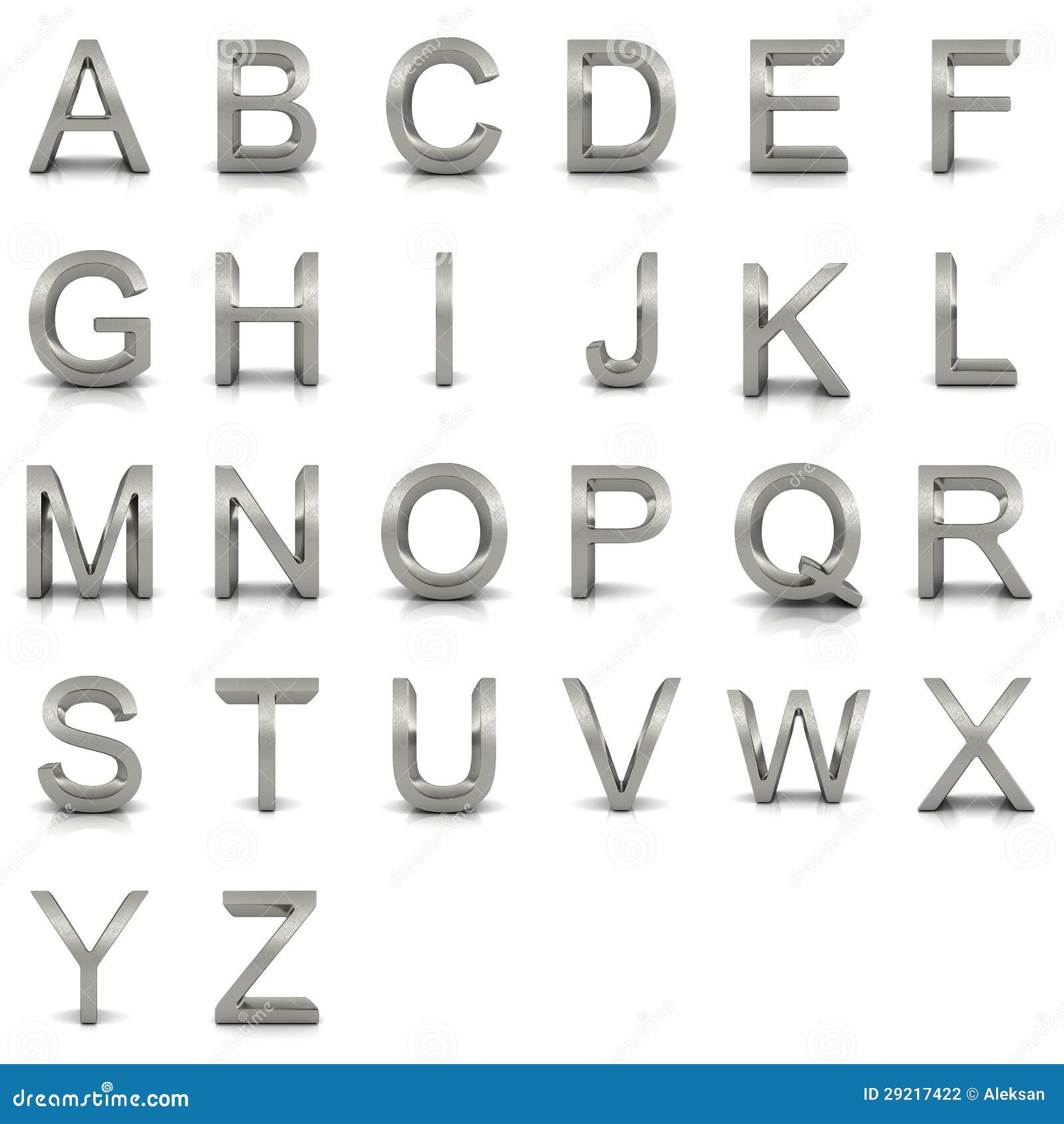 3D Rendering of Silver Alphabet. Stock Illustration - Illustration of ...