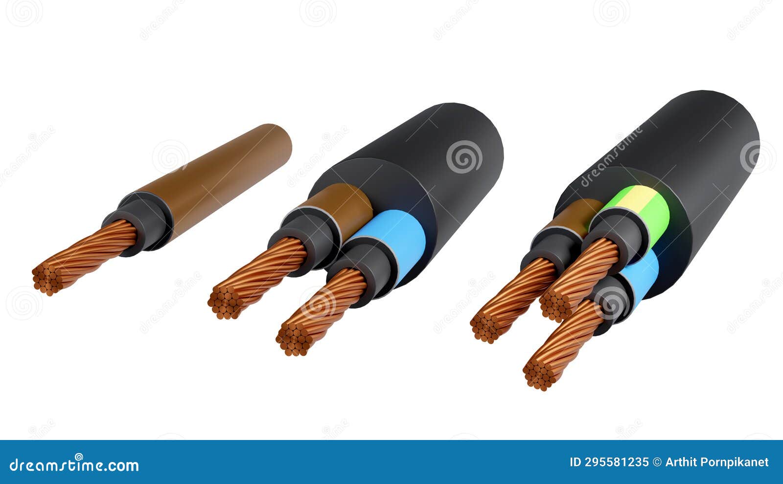 3D Rendering Of Standard Color Code For Electrical Wiring On A White ...