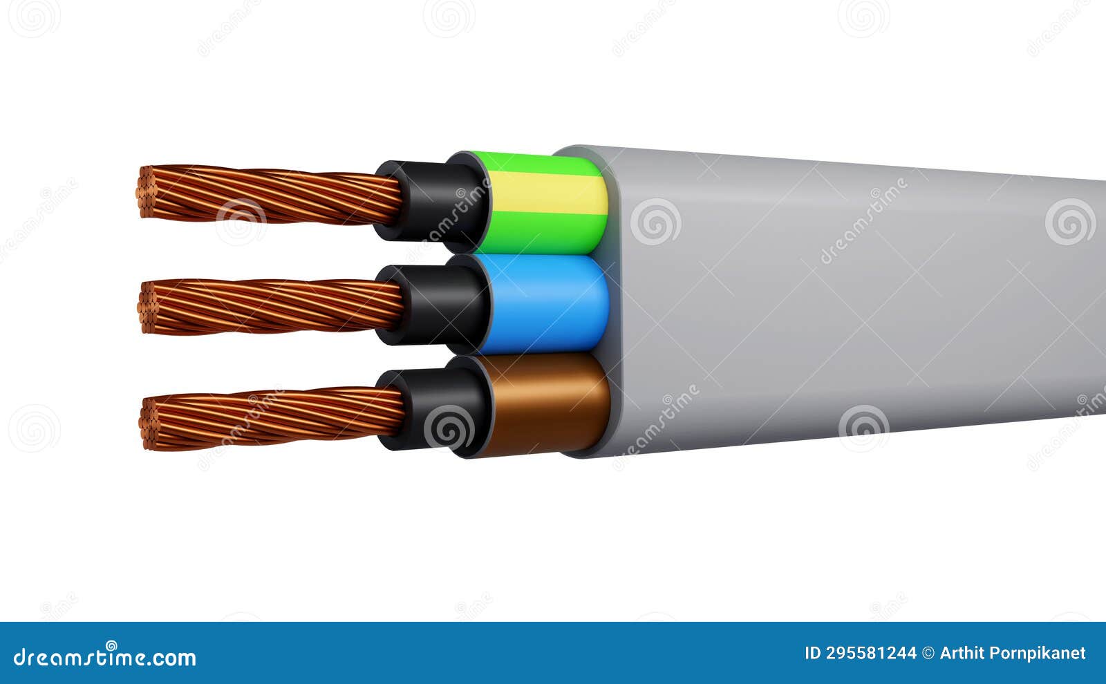 3D Rendering Of Standard Color Code For Electrical Wiring On A White ...