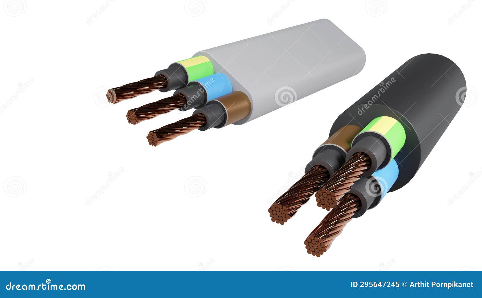 3D Rendering Of Standard Color Code For Electrical Wiring On A White ...