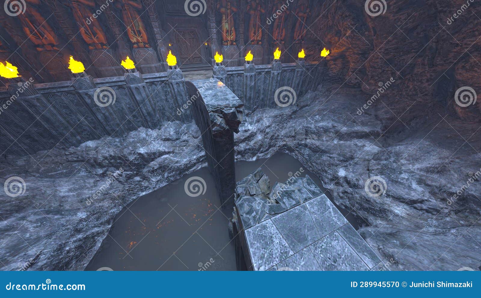 3D Rendering of the Underground Temple Stock Illustration ...