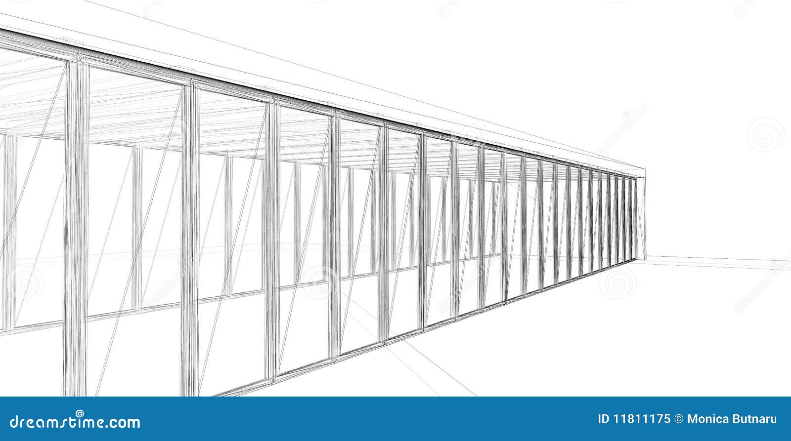 3D Rendering Wire-frame Of Building. Site Plan Royalty-Free Stock ...