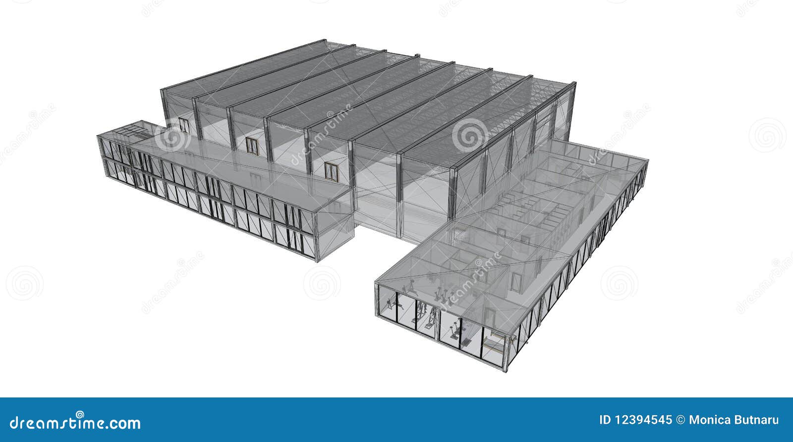 3D Rendering Wire-frame of Building. Stock Illustration - Illustration ...