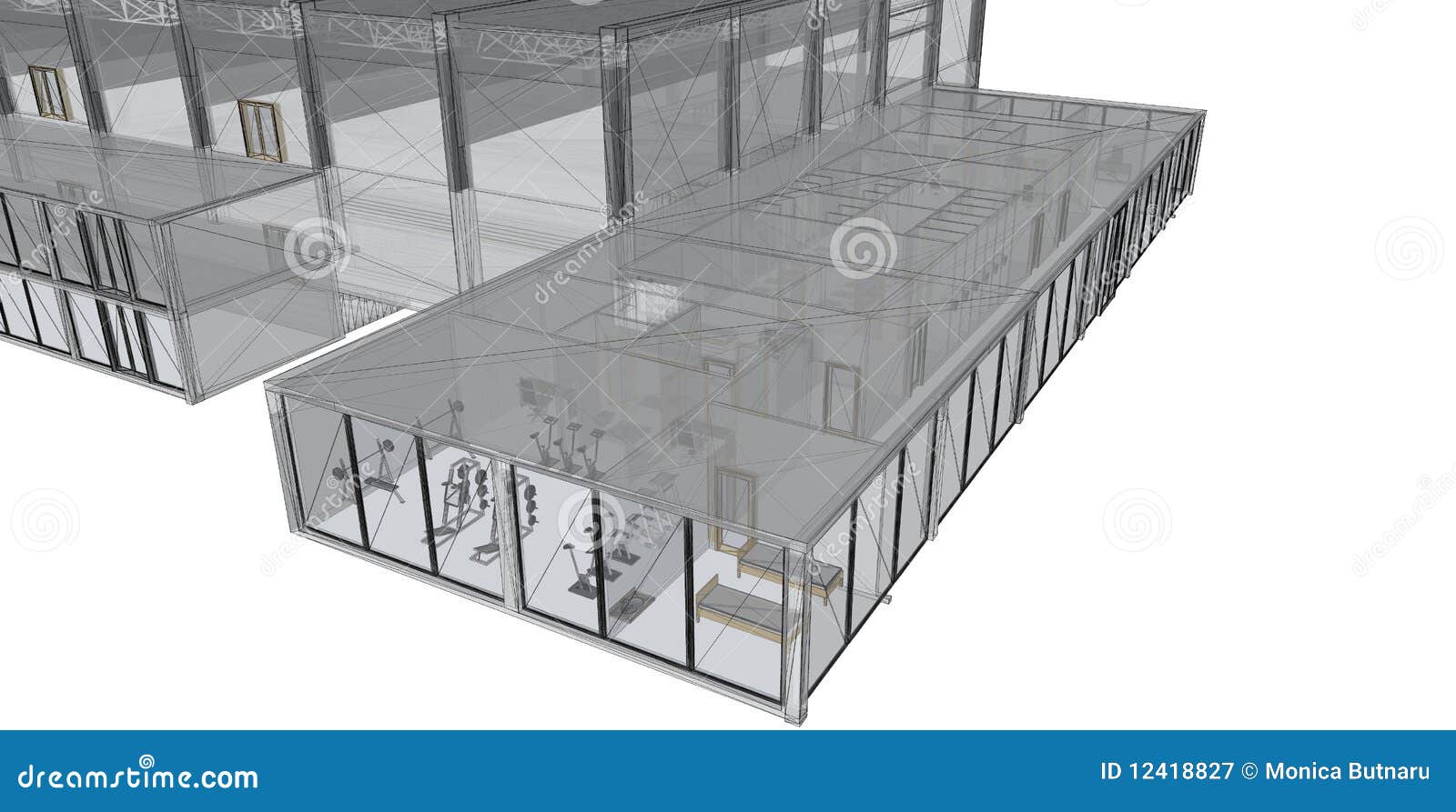 3D Rendering Wire-frame of Building. Stock Illustration - Illustration ...