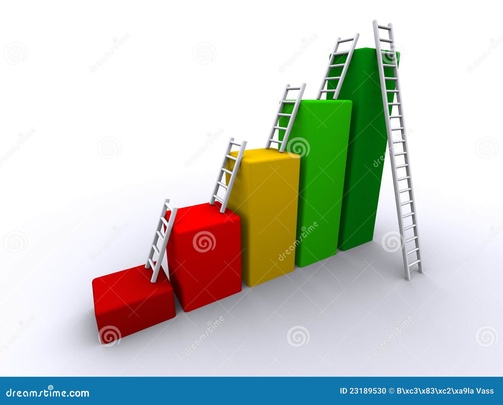 3D Rendred Color Bar Graph with Ladder Stock Illustration ...
