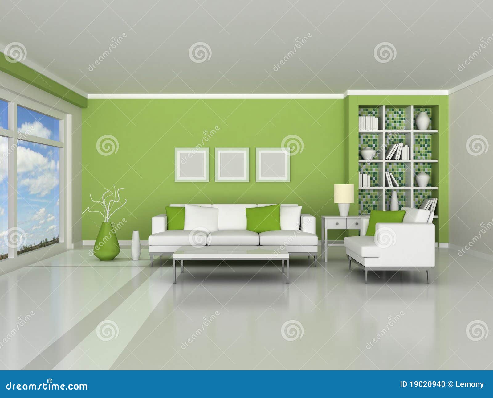 3d Rinden El Interior Del Cuarto Moderno Stock de ilustración ...