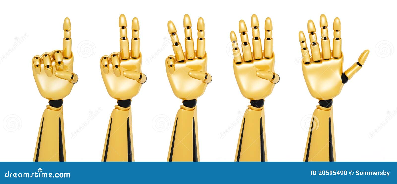 3d Robotic Hands Showing Numbers Stock Illustration - Illustration of ...