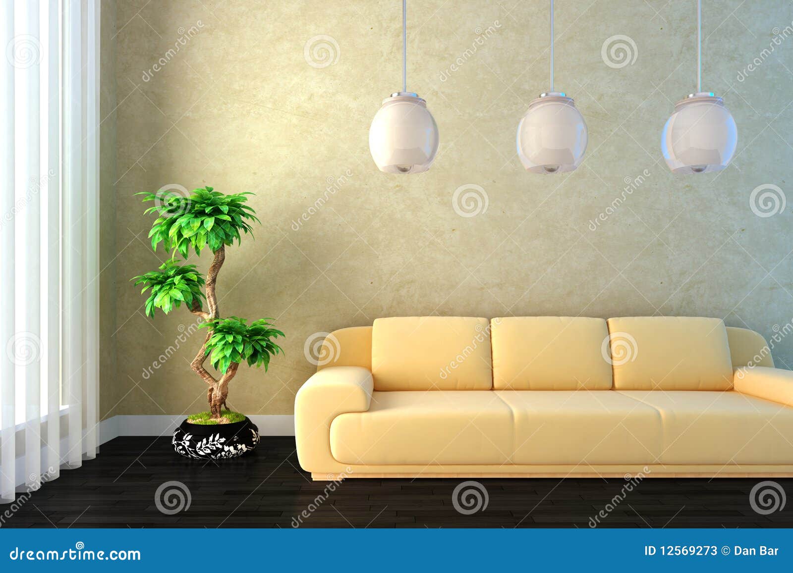 3d room with a worm light stock illustration. Illustration of confort ...