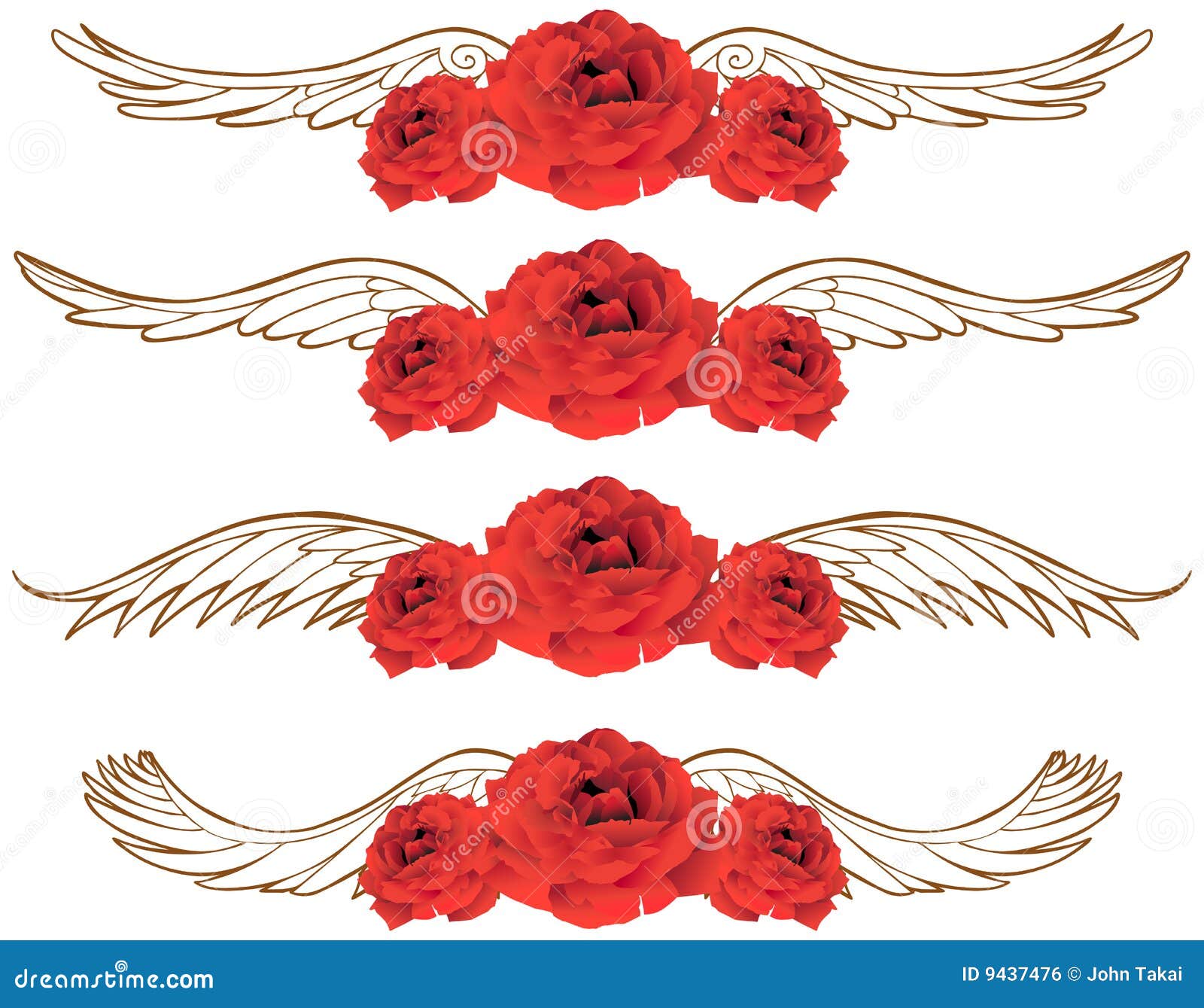 3D Rose with Wings stock vector. Illustration of petal - 9437476