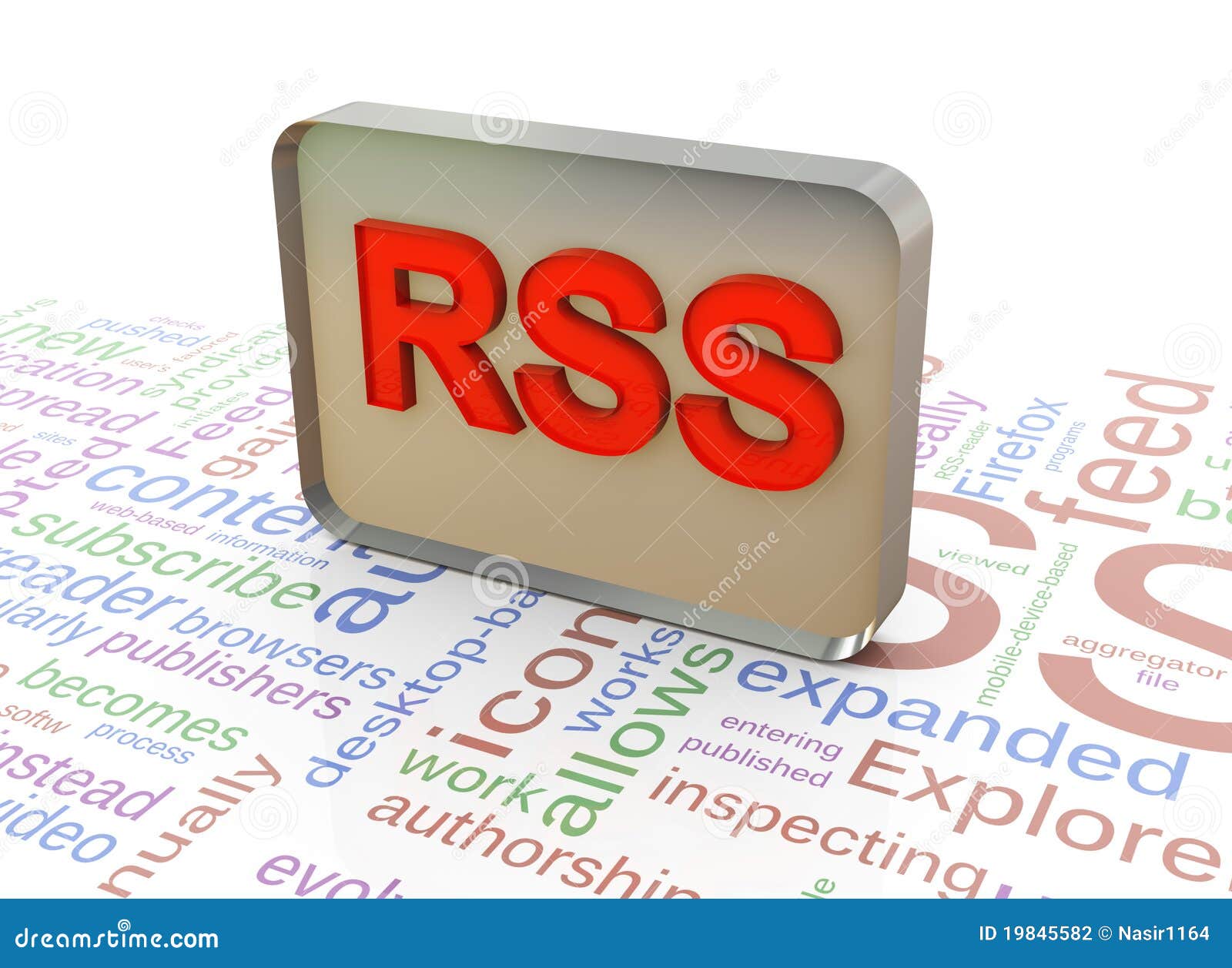 3d RSS on Rss Wordcloud Background Stock Illustration - Illustration of ...