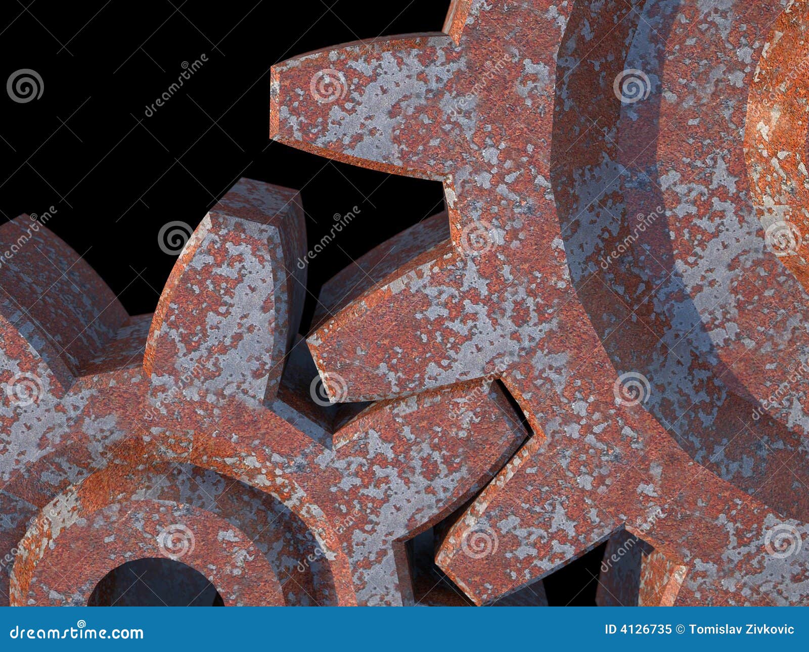 3D rusted gears stock illustration. Illustration of piece - 4126735
