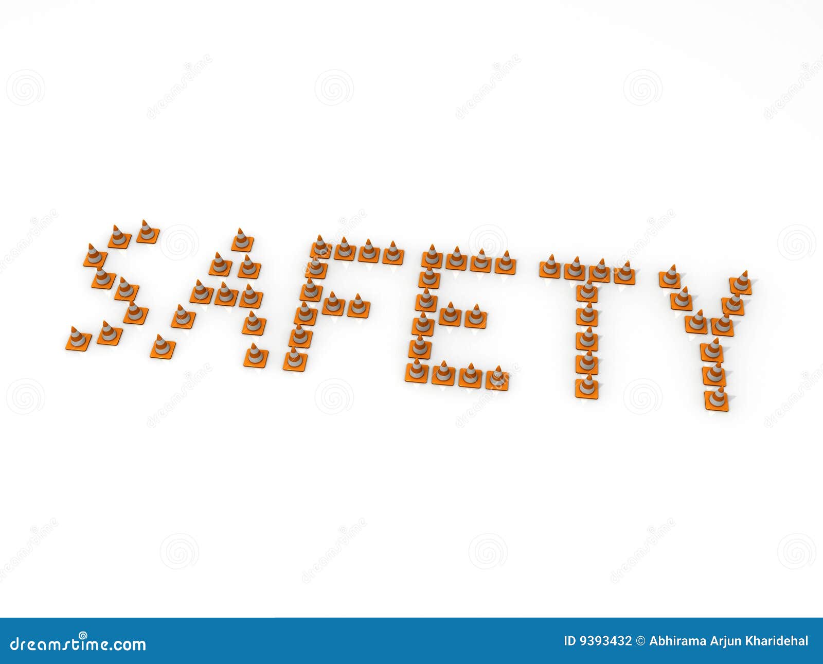 3D Safety Cones Forming the Word Safety. Stock Illustration ...