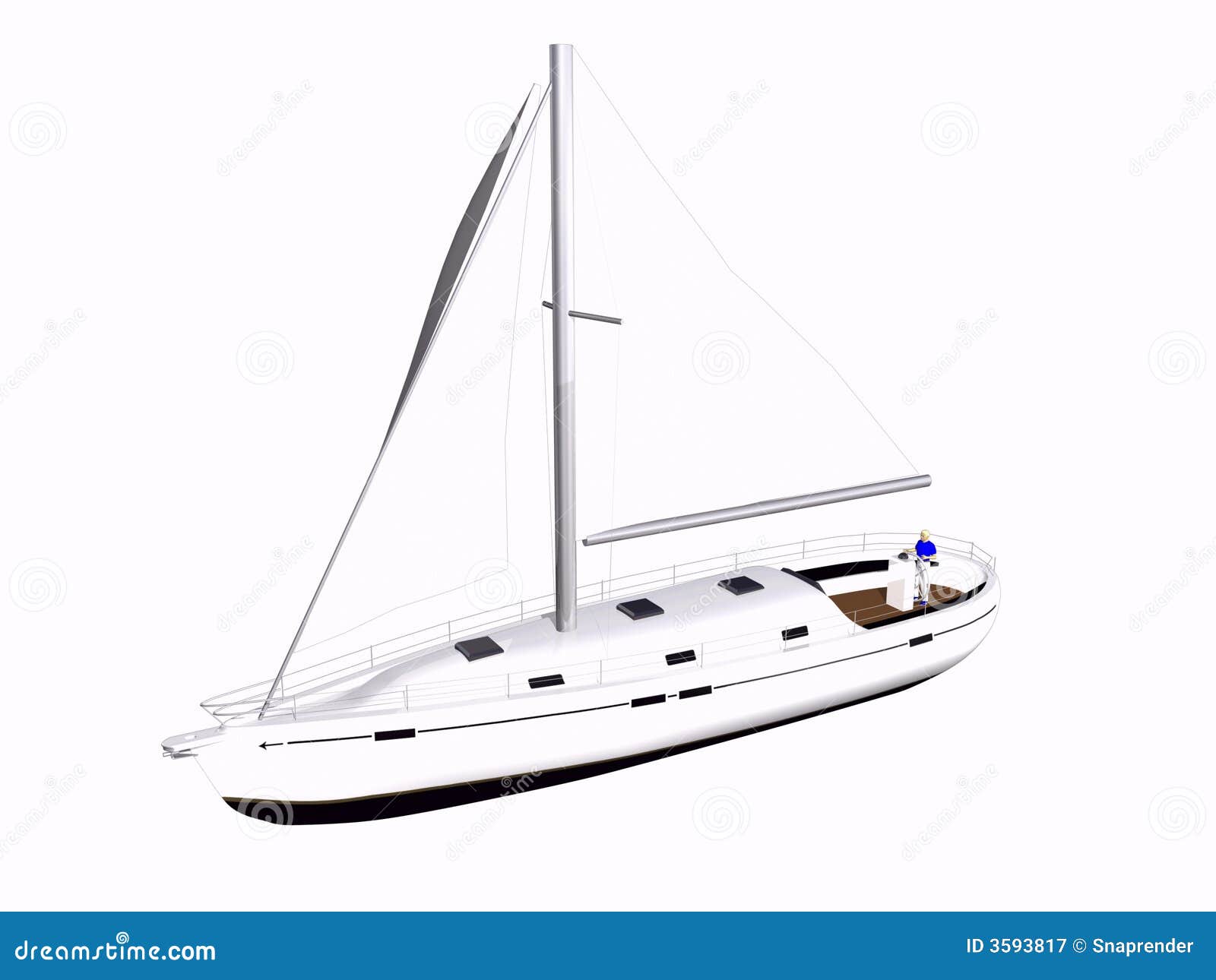 3D Sailboat Front Side View Stock Illustration - Illustration of ocean ...