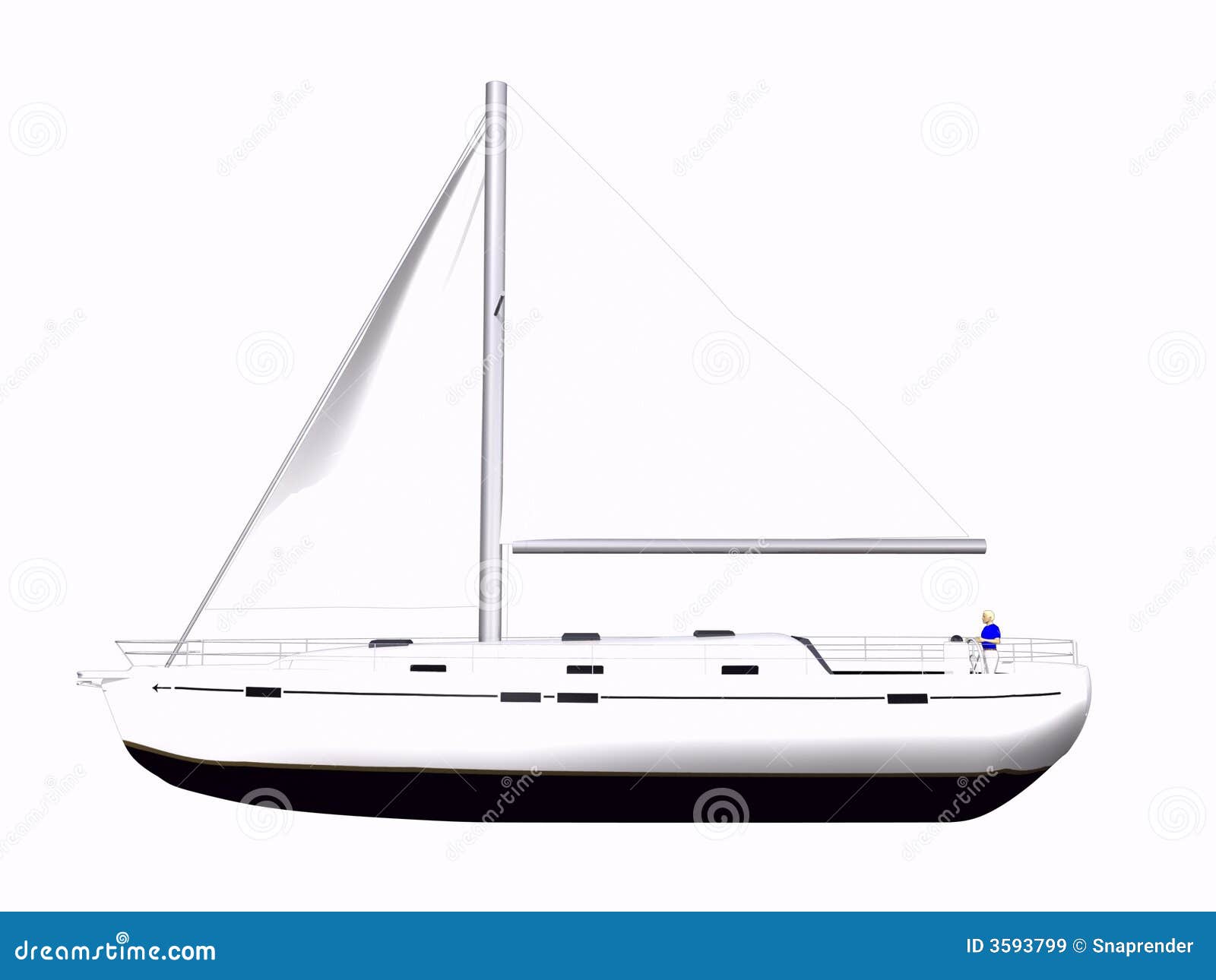 3D Sailboat side view stock illustration. Illustration of boat - 3593799