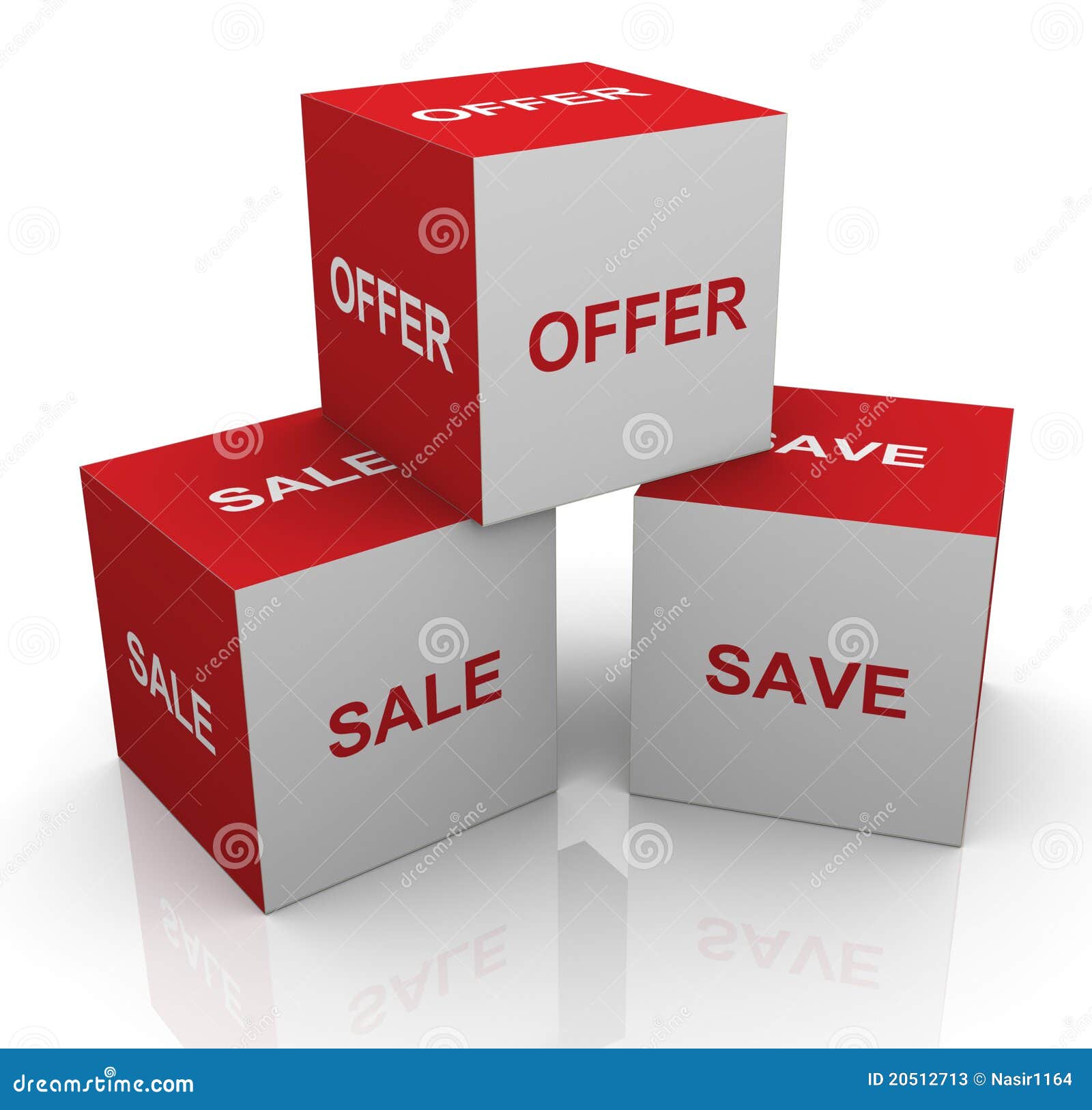 3d Sale, Offer and Save Words Cubes Stock Illustration - Illustration ...