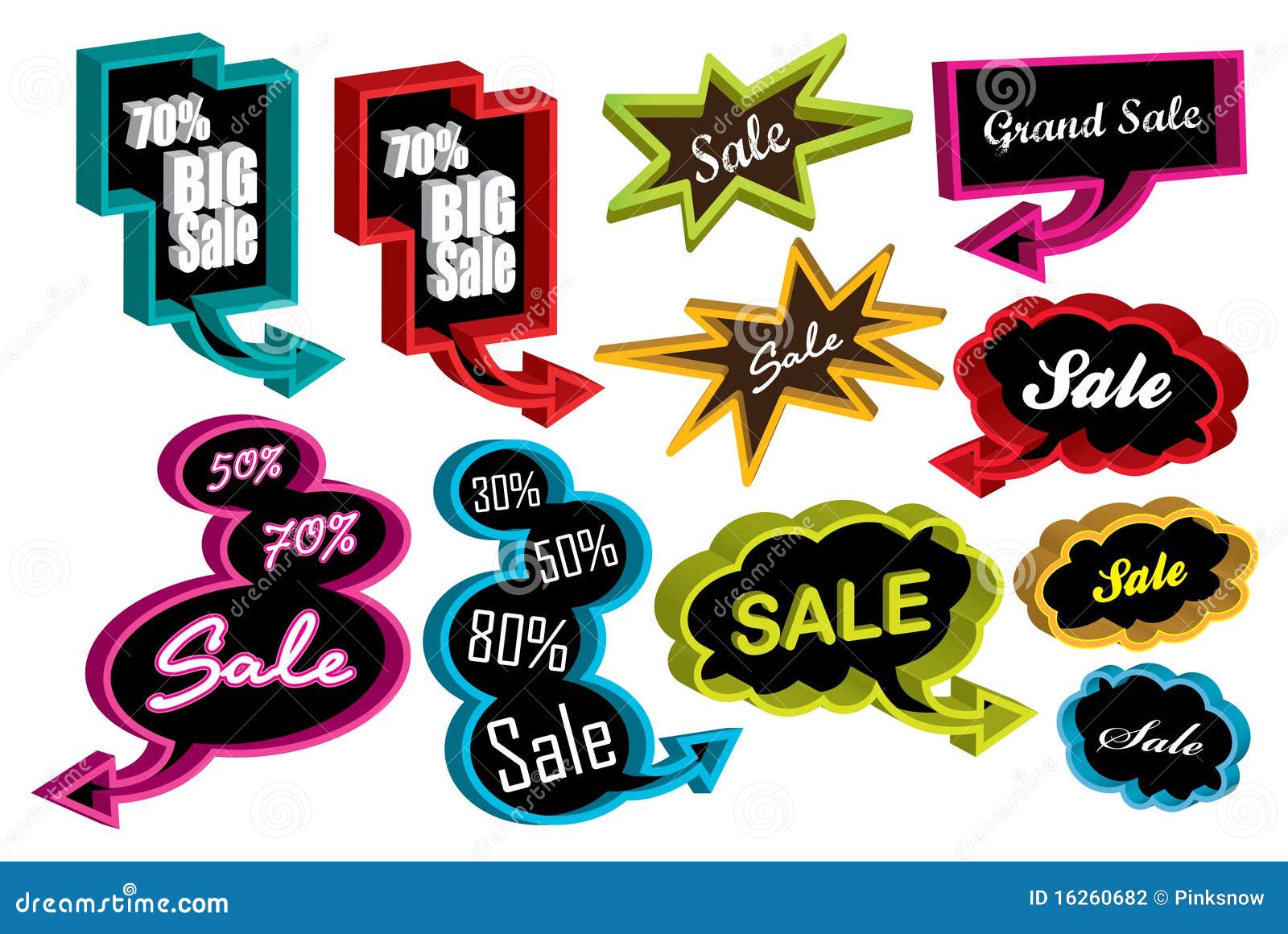 3D sale speech bubbles stock vector. Illustration of retail - 16260682