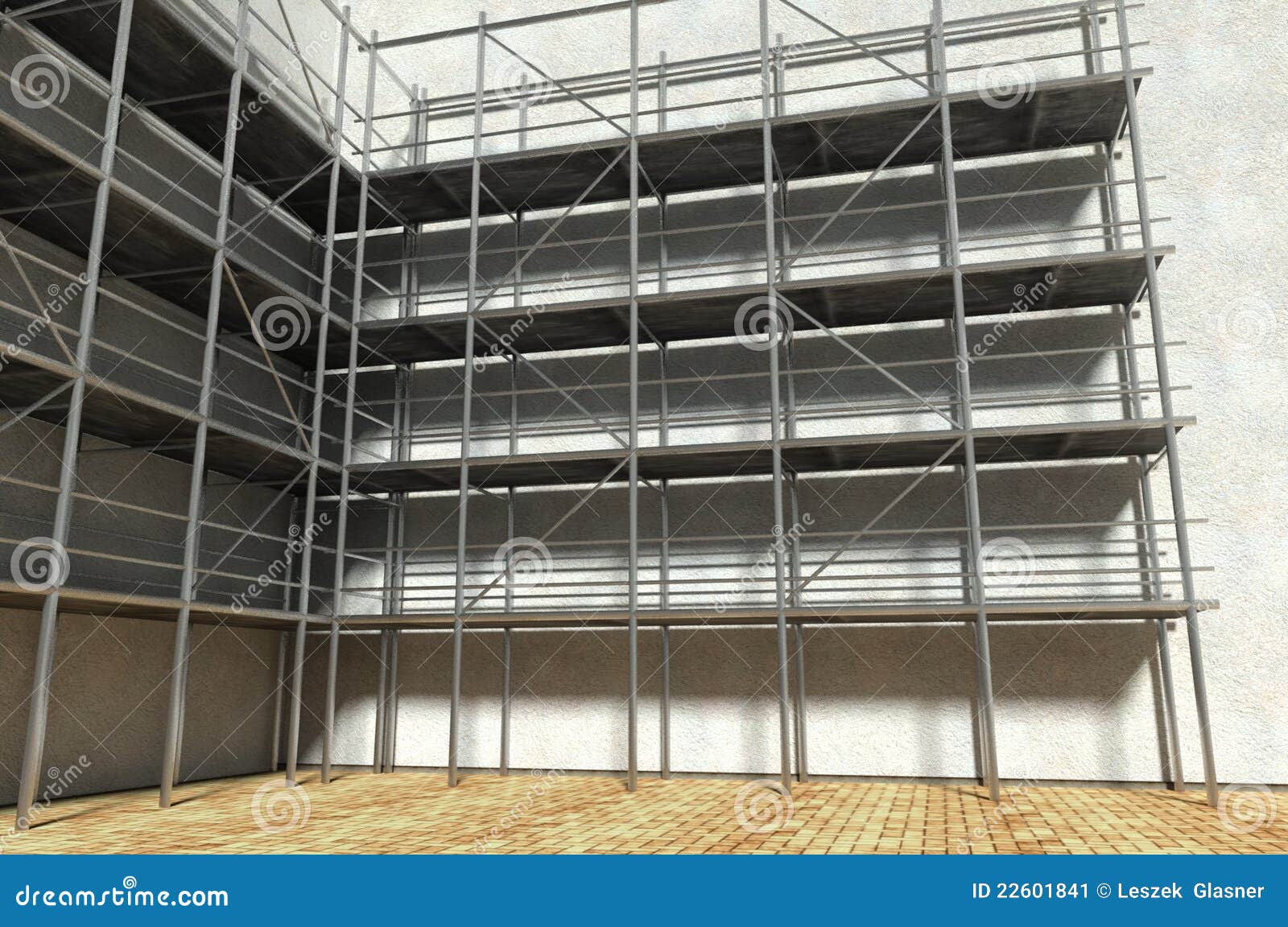 3d Scaffolding and Renovated Wall Stock Image - Image of rack ...