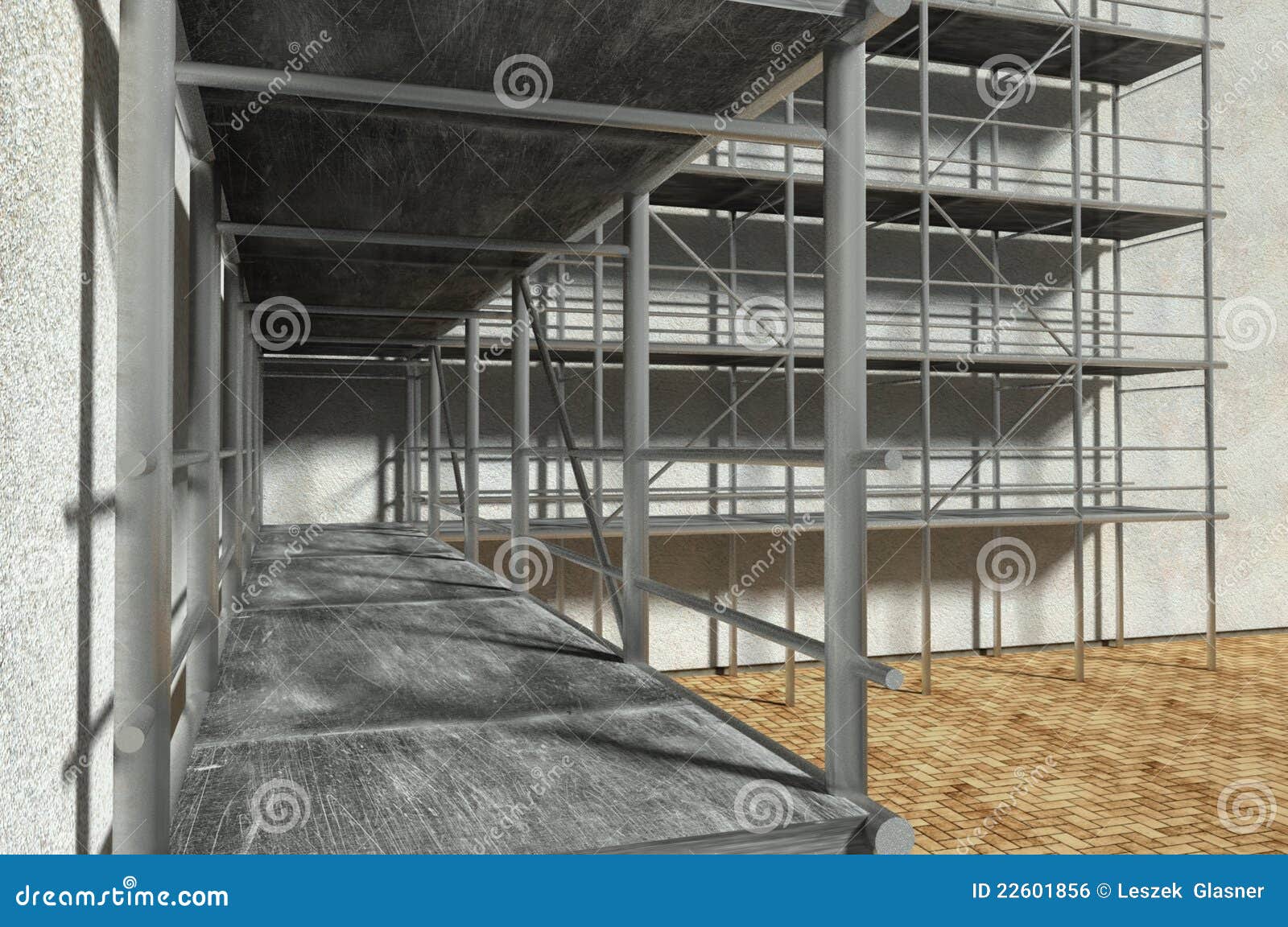 3d Scaffolding and Renovated Wall Stock Photo - Image of scaffold ...